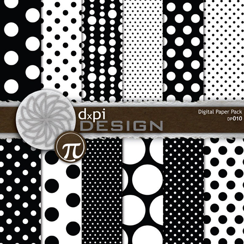 Black & White Polka Dots - Digital Paper for Scrapbooking, Photo ...