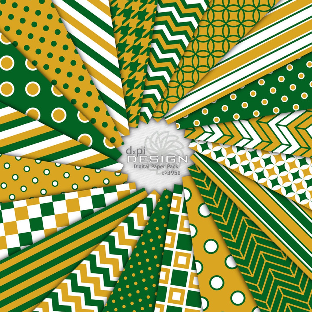 Green & Gold Digital Paper and Printable Background Patterns - Digital ...