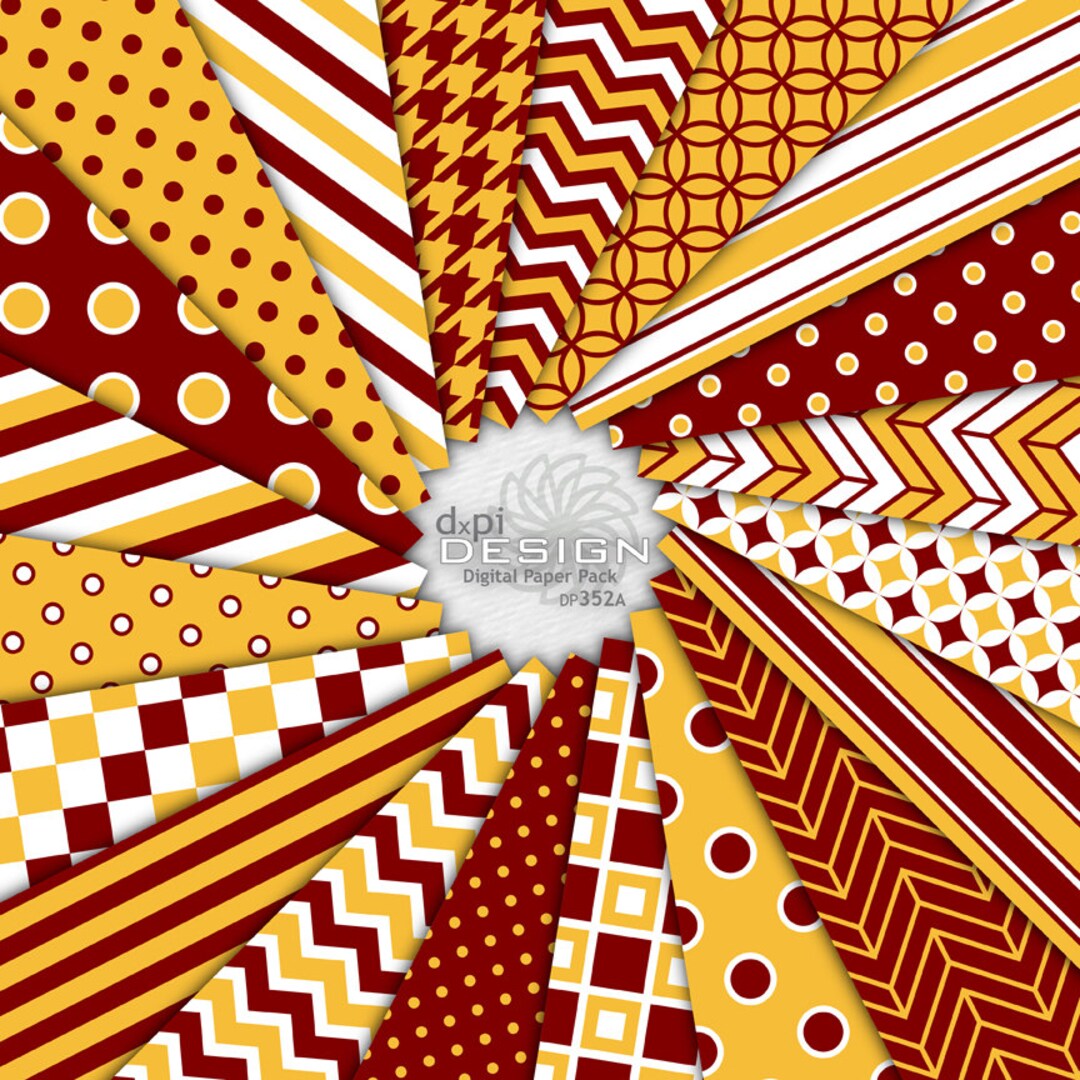 Maroon & Gold Digital Paper and Printable Background Patterns for ...