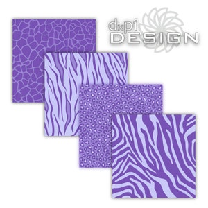 Purple Animal Prints Digital Paper & Printable Designs Zebra, Leopard ...