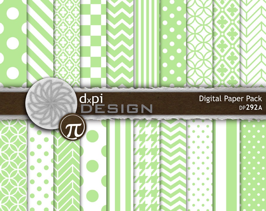 Light Green Digital Paper & Printable Scrapbook Patterns - Light Green ...
