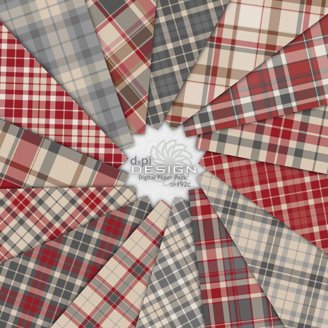 Red Plaid - Digital Paper & Printable Tartan Backgrounds - Plaid ...