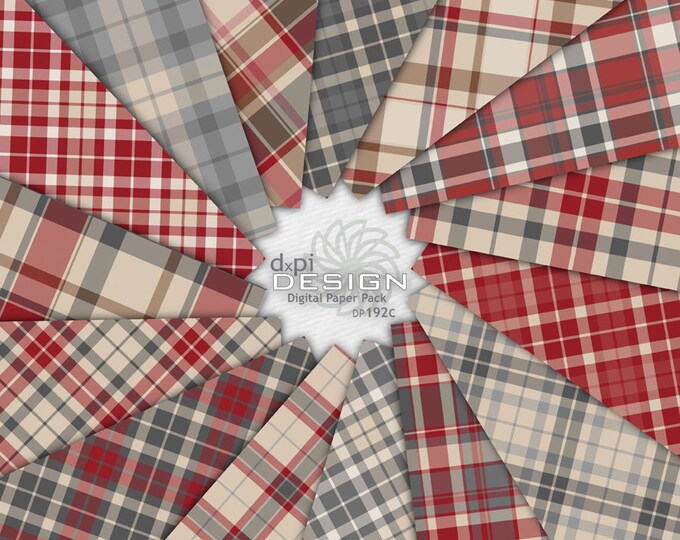 Red Plaid Digital Paper & Printable Tartan Backgrounds - Etsy