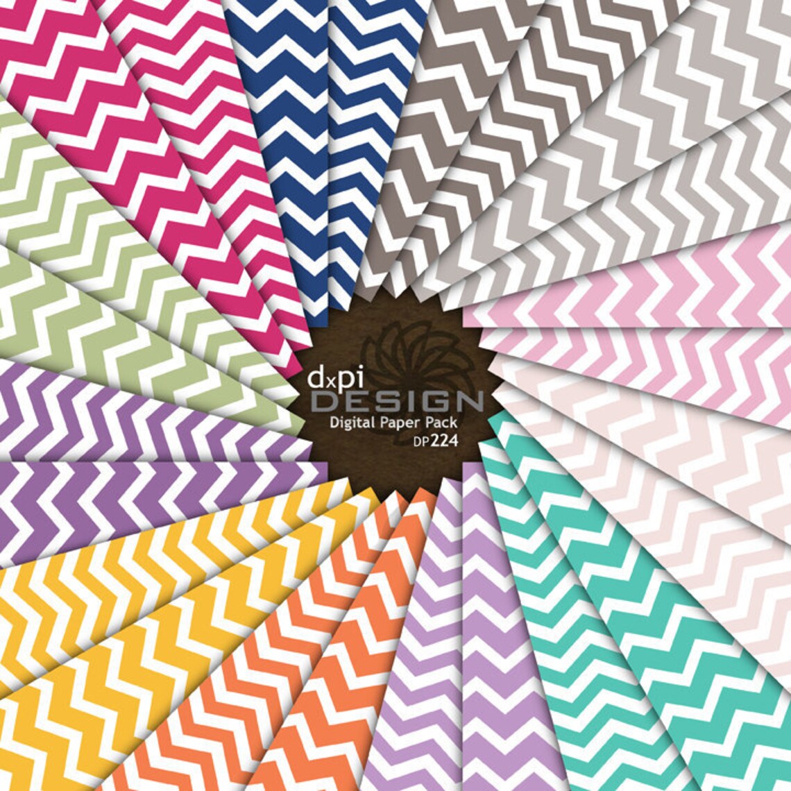 Chevron Digital Paper Pack Digital Scrapbook Paper in Bright, Modern ...