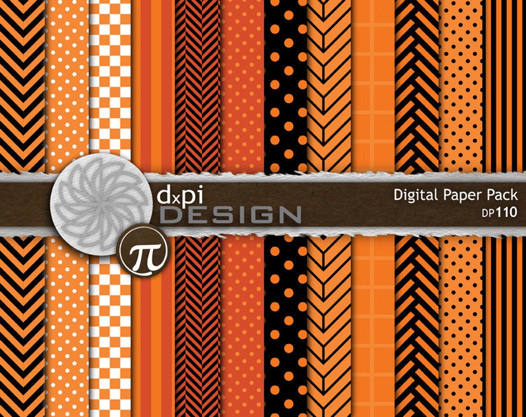 Black & Orange Digital Paper Background Designs - Halloween Stripes ...