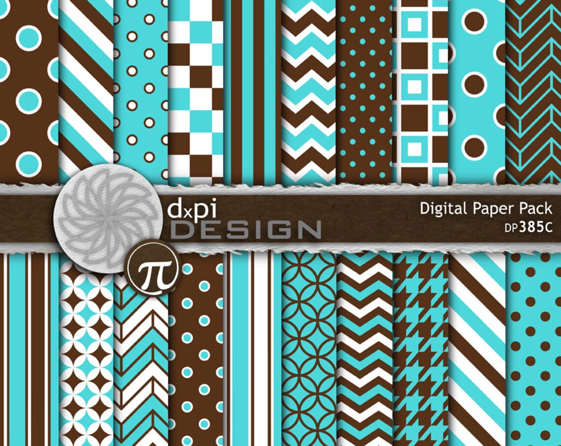 Turquoise & Brown Digital Paper and Printable Backgrounds for - Etsy