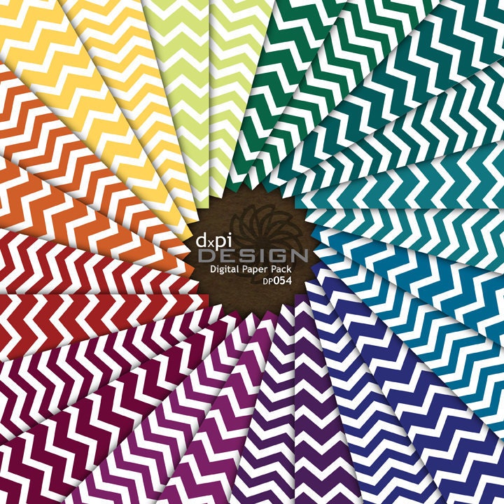 Jewel Tone Chevron Digital Paper & Printable Backgrounds | Etsy