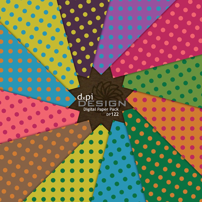 Digital Polka Dot Backgrounds Digital Scrapbook Papers in Bright, Multi ...