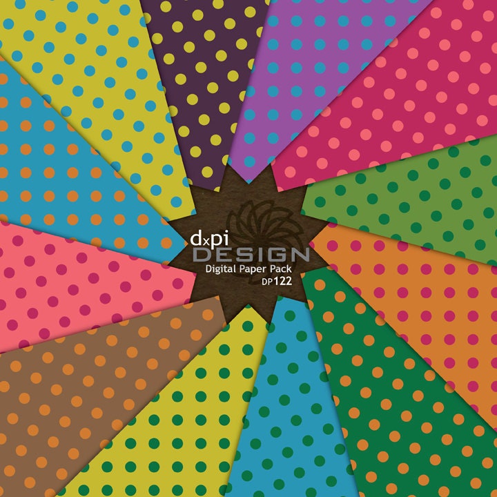 Digital Polka Dot Backgrounds Digital Scrapbook Papers in Bright, Multi ...