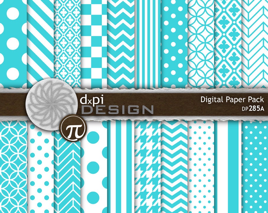 Turquoise Digital Paper and Printable Background Designs - Digital ...