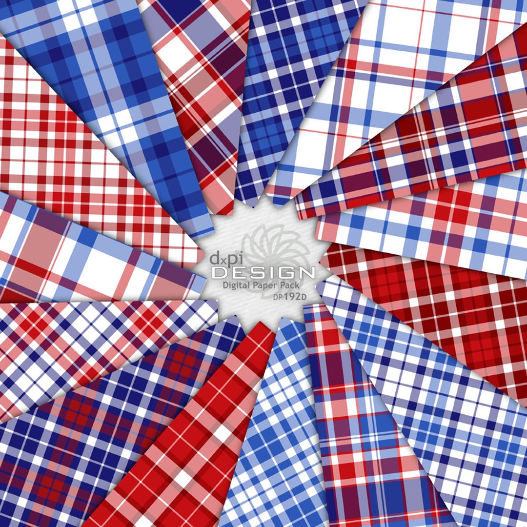 Red White & Blue Plaids - Digital Paper and Backgrounds - Patriotic 4th ...
