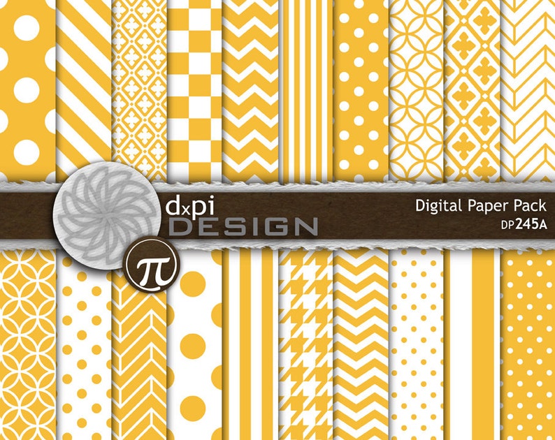 GOLD - Digital Paper and Printable Background Patterns - Golden Yellow ...