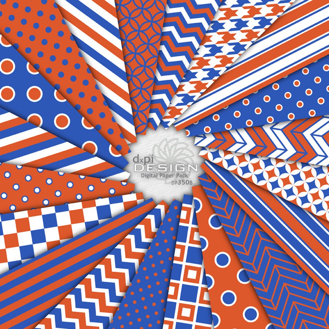 Blue and Orange Digital Paper & Printable Backgrounds - Digital ...