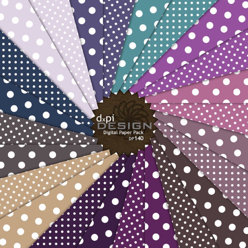 POLKA DOTS Digital Background Papers in Blue Purple Pink - Etsy