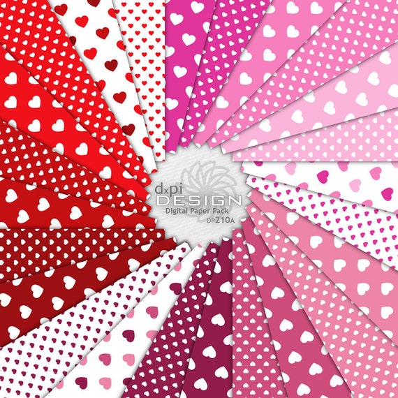 Pink and Red Hearts Digital Paper for Valentine's Day | Etsy