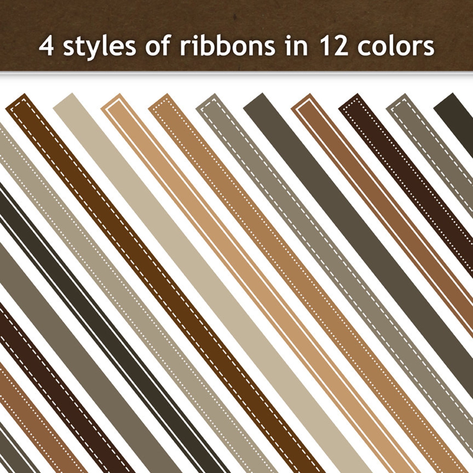 Digital Scrapbook Ribbons Printable Clip Art Ribbons and - Etsy