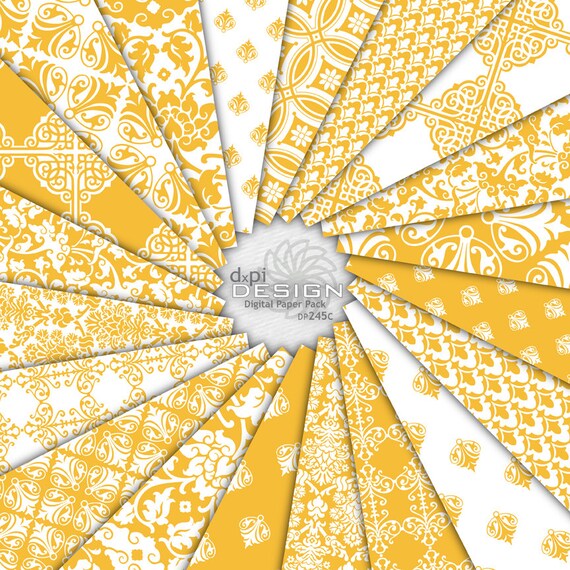 Gold Damask Digital Paper and Printable Background Designs | Etsy