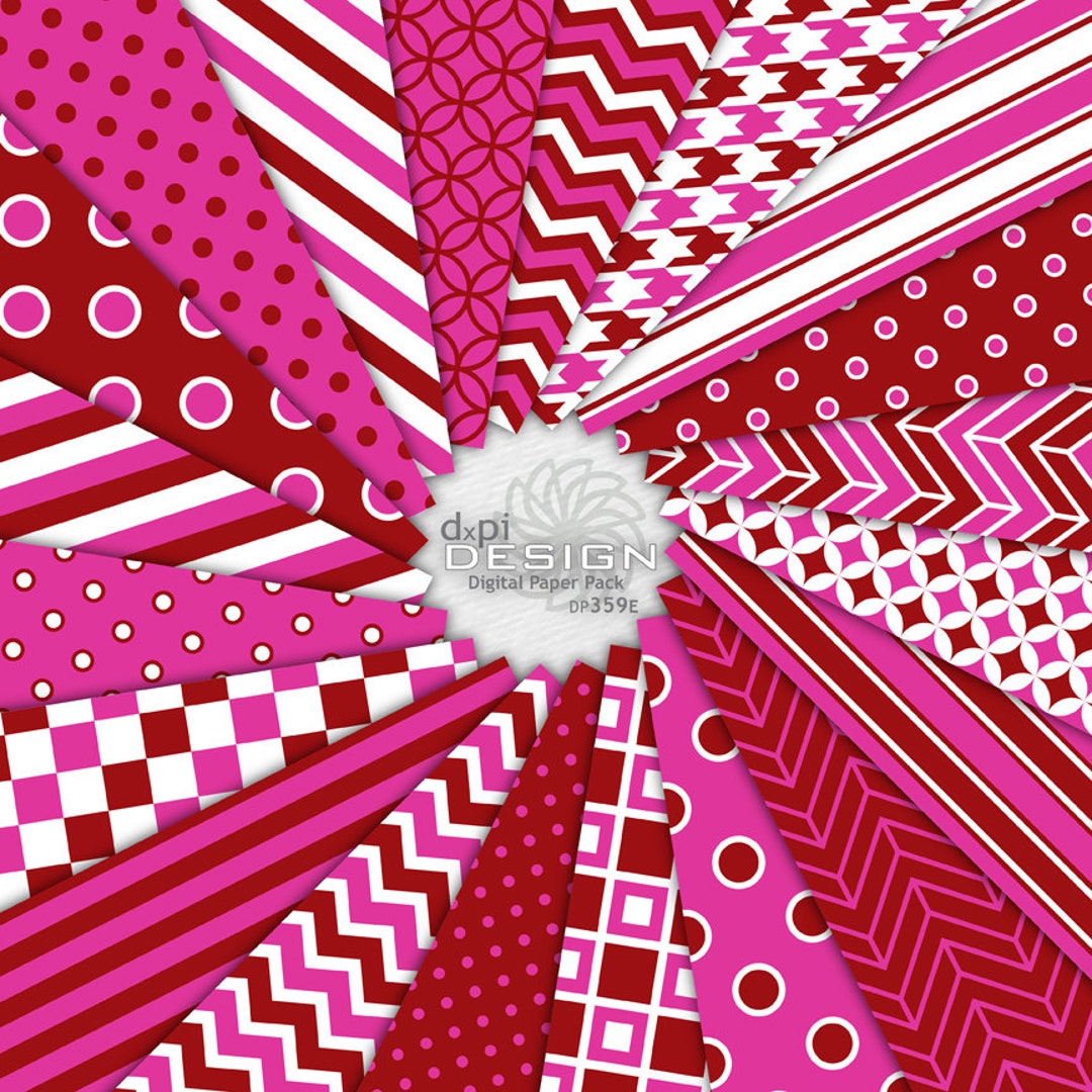 Hot Pink and Red Digital Paper and Printable Backgrounds - Red & Pink ...