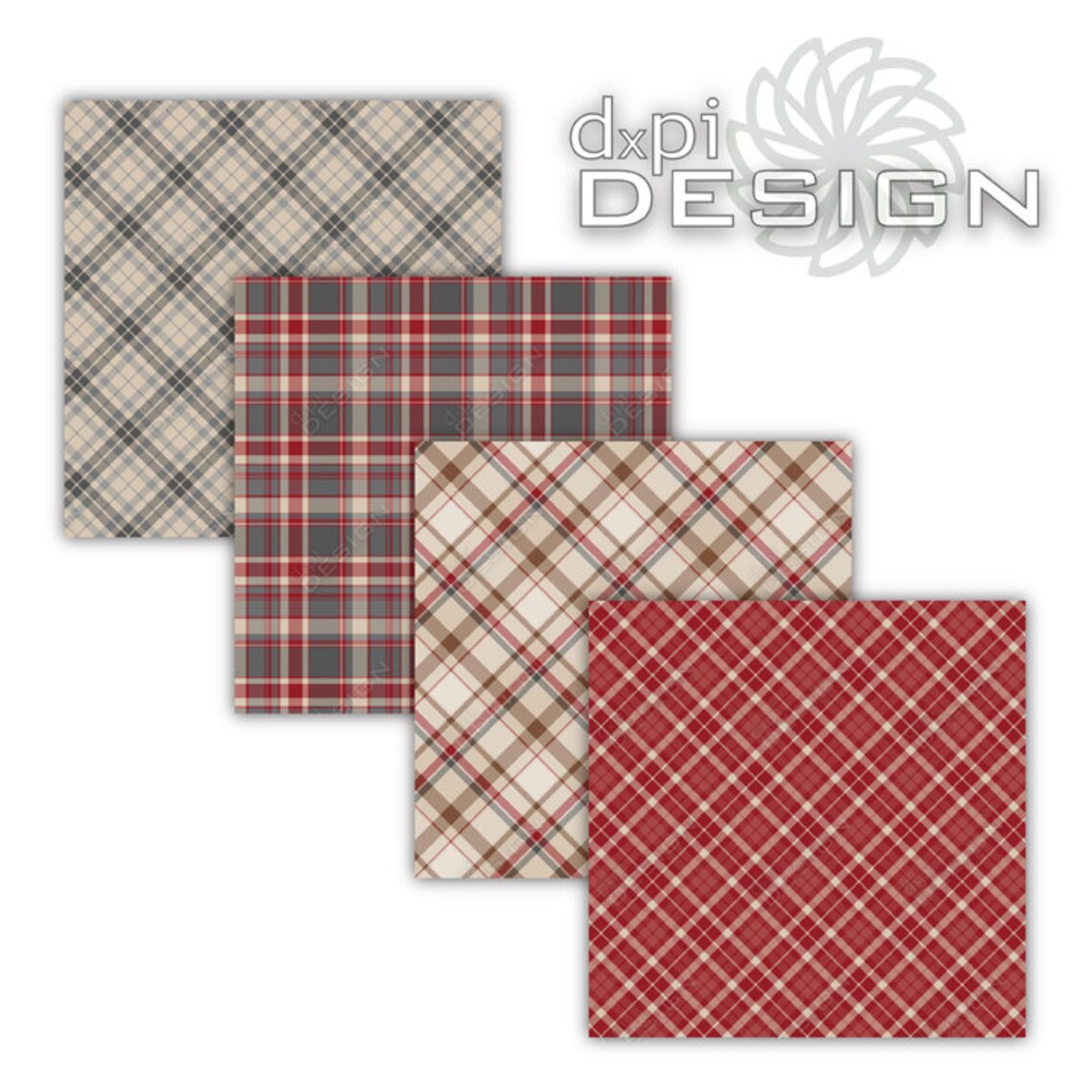 Red Plaid Digital Paper & Printable Tartan Backgrounds - Etsy