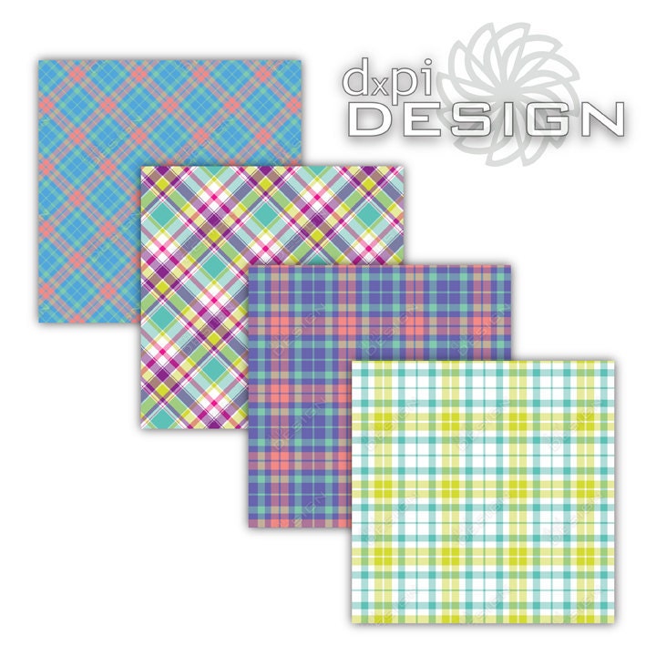 Summer Plaid Digital Paper & Printable Background Sheets Colorful ...