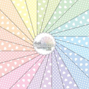 Pastel Hearts Digital Scrapbook Paper & Printable Images Digital Paper ...