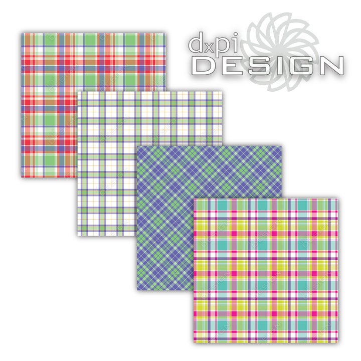 Summer Plaid Digital Paper & Printable Background Sheets Colorful ...