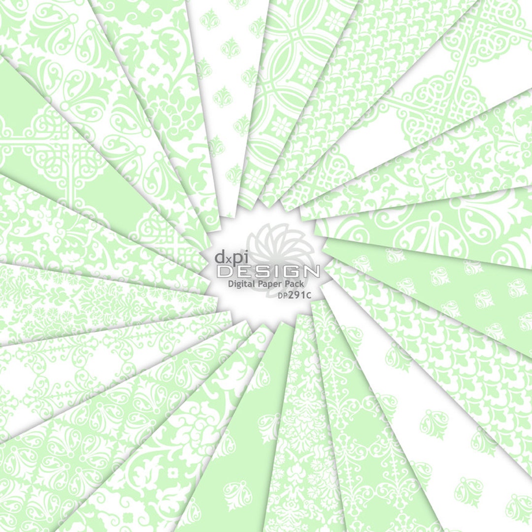 Spring Green Damask Digital Paper & Printable Background Patterns ...