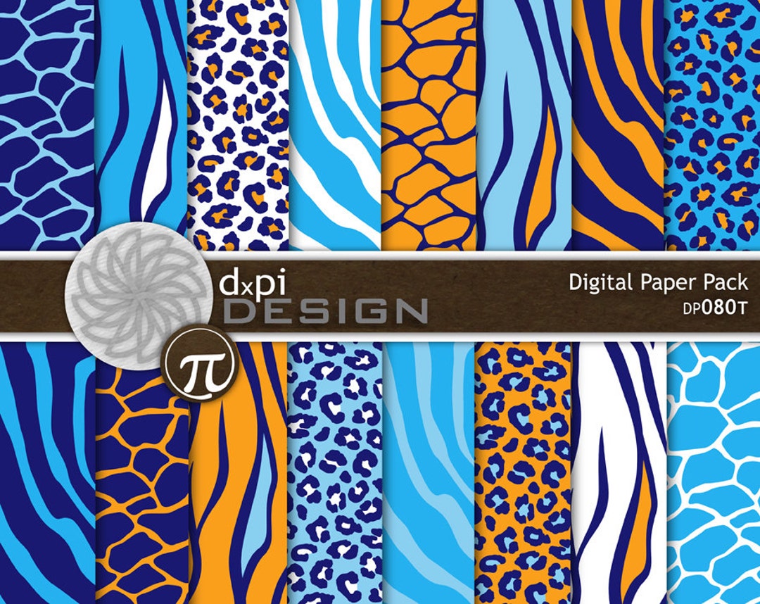 Blue & Gold Animal Print - Digital Background Patterns and Printable ...