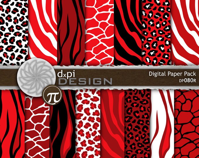 Red Animal Prints Digital Paper & Printable Backgrounds - Etsy