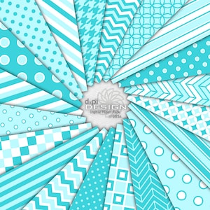 Turquoise Digital Paper & Printable Background Designs - Turquoise ...