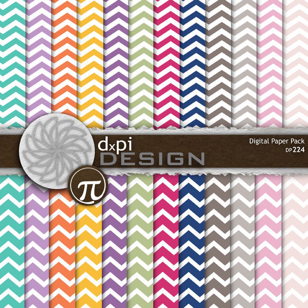 Chevron Digital Paper Pack - Digital Scrapbook Paper in Bright, Modern ...