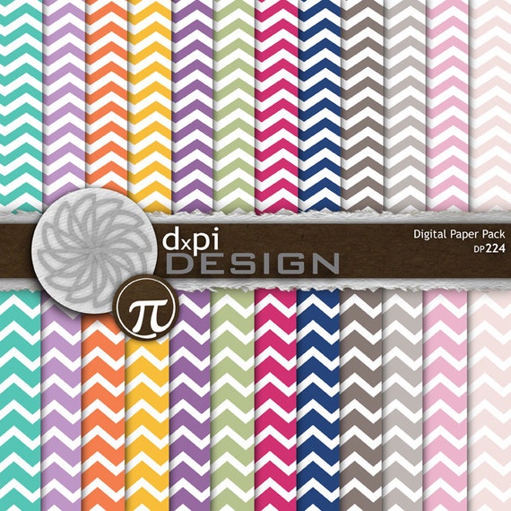 Chevron Digital Paper Pack Digital Scrapbook Paper in | Etsy