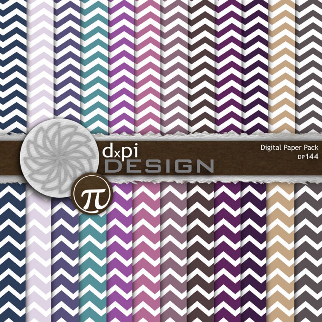 Digital Chevron Background Patterns & Digital Scrapbook Paper in Blue ...