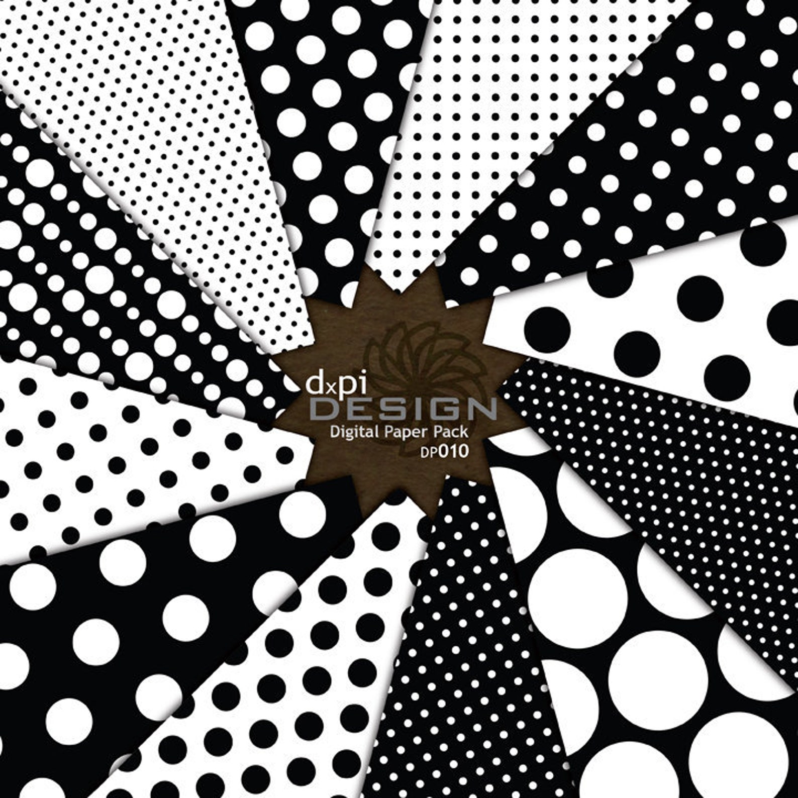 Black & White Polka Dots - Digital Paper for Scrapbooking, Photo ...