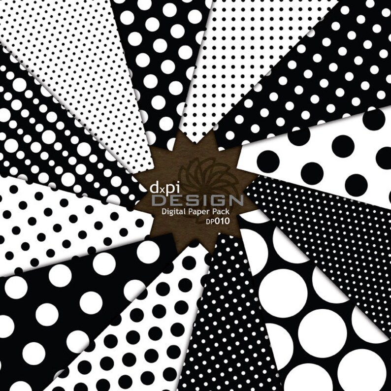 Black & White Polka Dots - Digital Paper for Scrapbooking, Photo ...