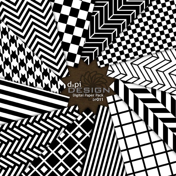 Black & White Digital Paper - Printable Background Designs in ...