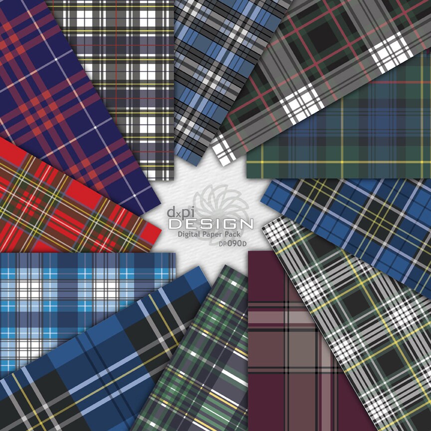 School Plaid Digital Paper - Traditional Tartan Patterns and School ...