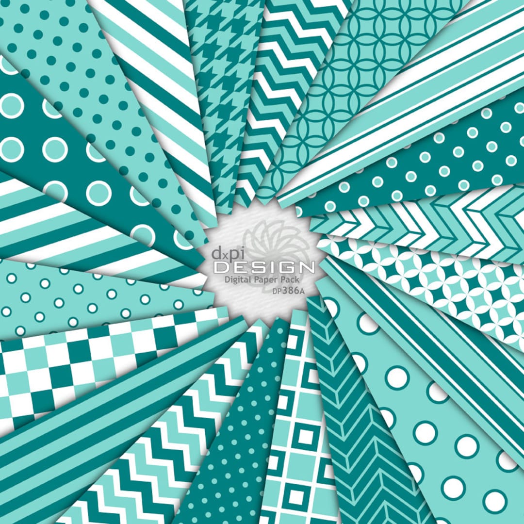 Teal & Aqua Blue Digital Paper and Printable Background Patterns ...