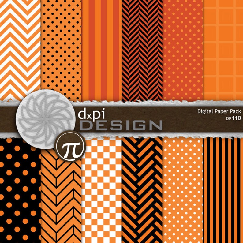 Black & Orange Digital Paper Background Designs - Halloween Stripes ...