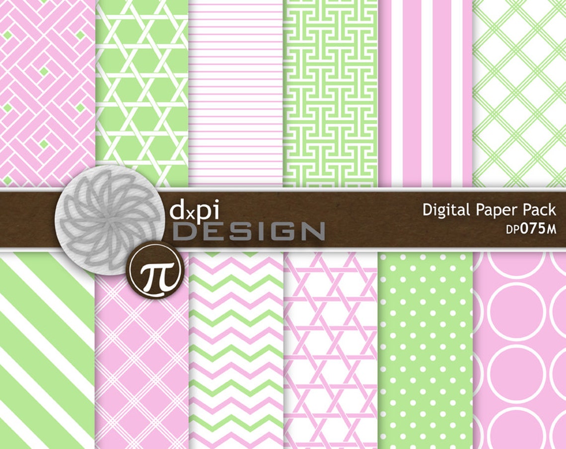 Pink and Green Digital Paper and Printable Backgrounds - Etsy UK