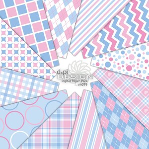 Pink & Blue Digital Scrapbook Paper in Pink and Blue for Birth ...