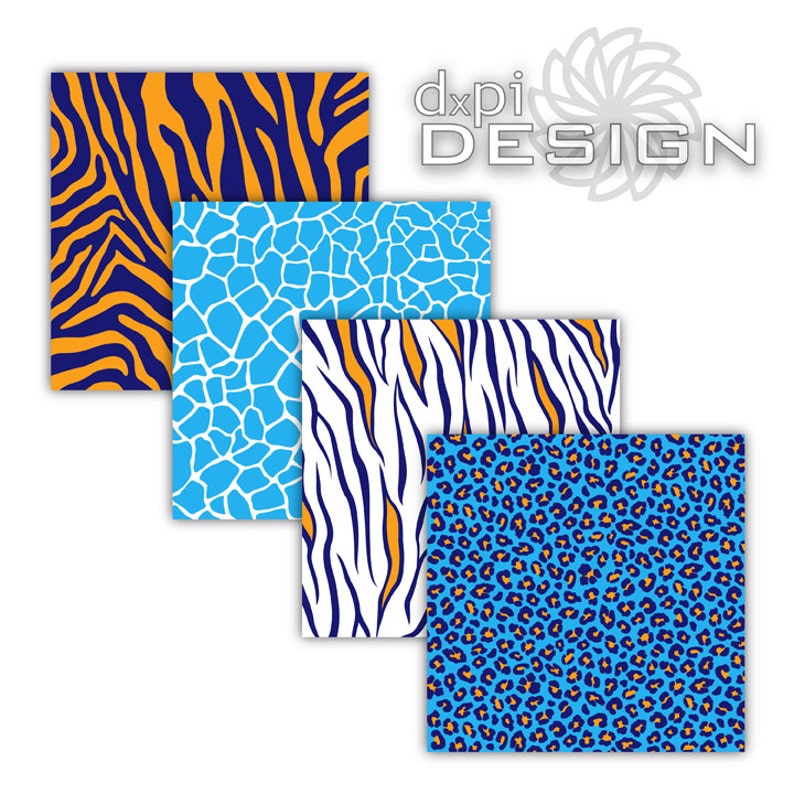 Blue & Gold Animal Print - Digital Background Patterns and Printable ...