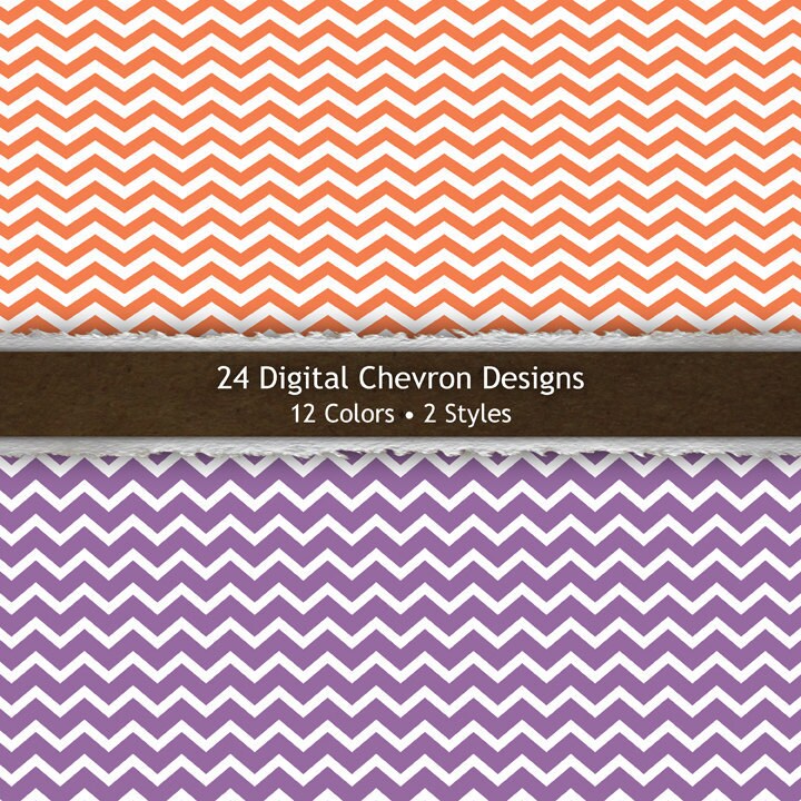 Chevron Digital Paper Pack Digital Scrapbook Paper in Bright, Modern ...