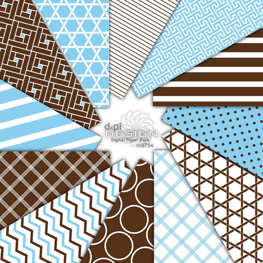 Blue & Brown Digital Paper and Printable Backgrounds Baby Blue and ...