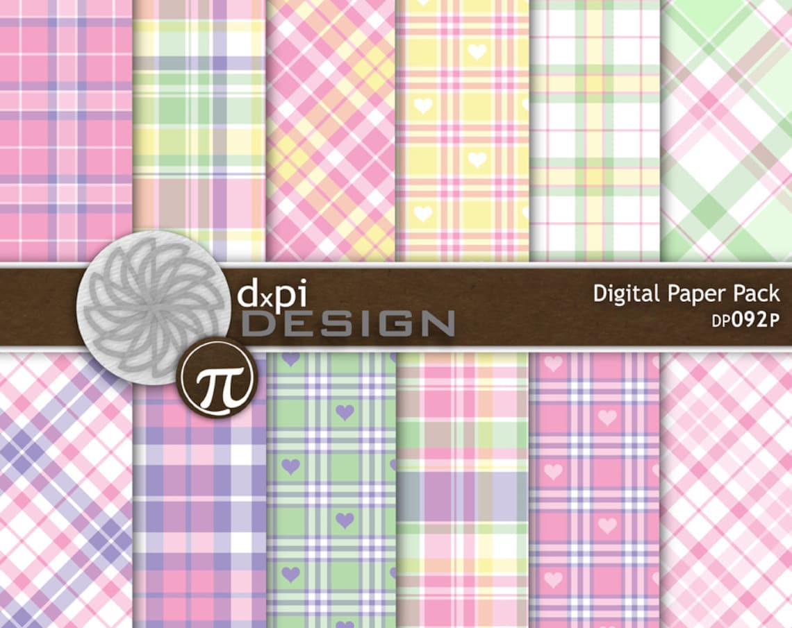 PASTEL PLAID - Digital Paper & Printable Plaid Backgrounds in Light ...