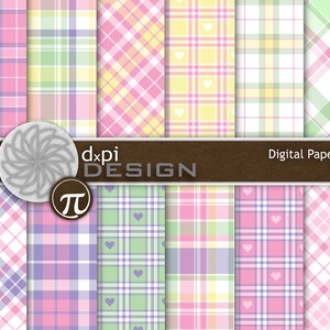 PASTEL PLAID - Digital Paper & Printable Plaid Backgrounds in Light ...