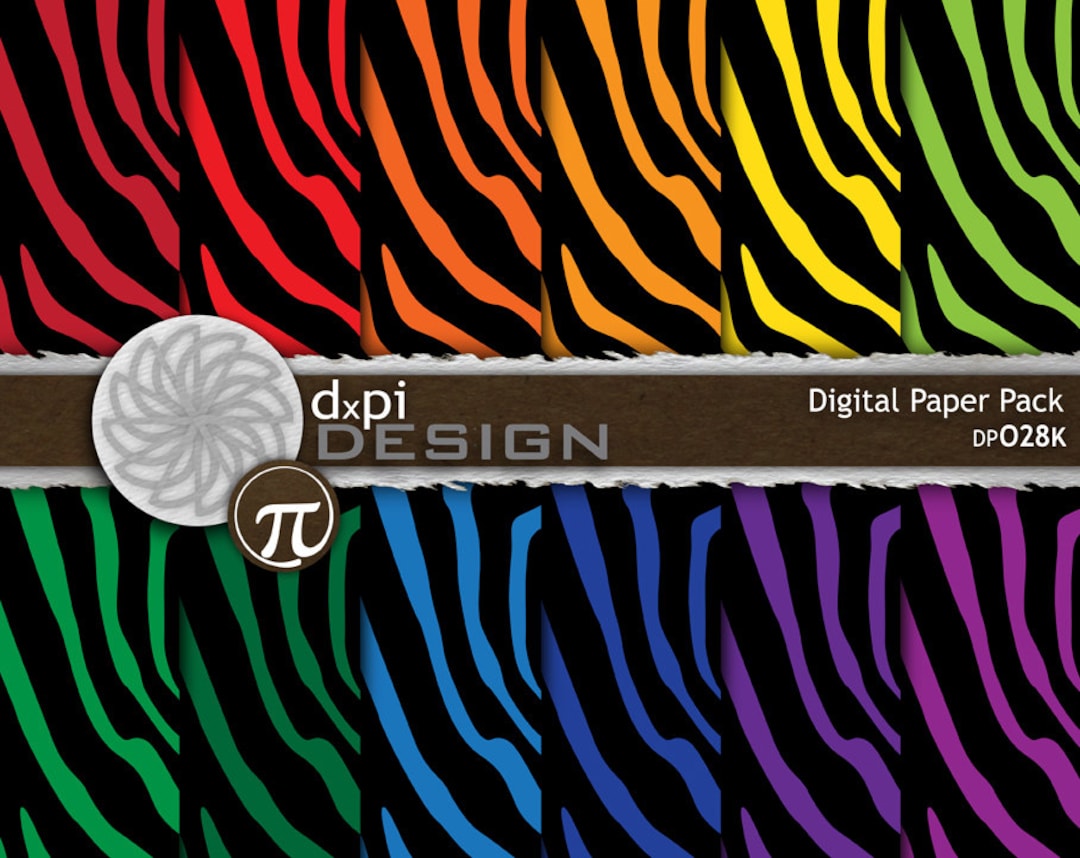 Animal Print Digital Scrapbook Paper - Zebra Backgrounds - Rainbow ...
