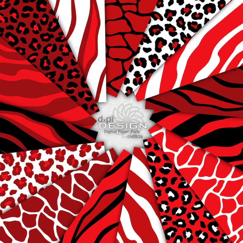 Red Animal Prints - Digital Paper & Background Patterns - Red Leopard ...