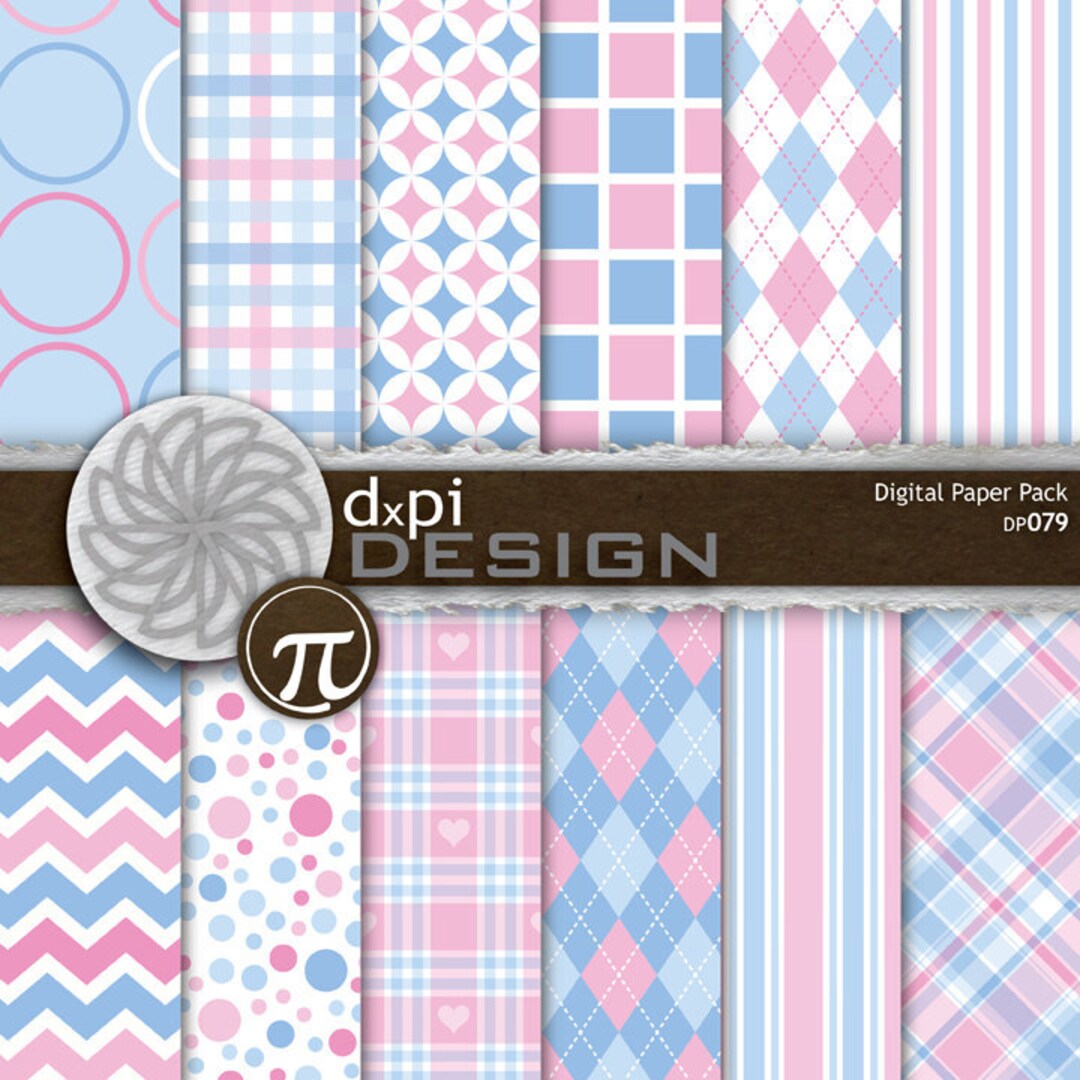 Pink & Blue Digital Scrapbook Paper in Pink and Blue for Birth ...