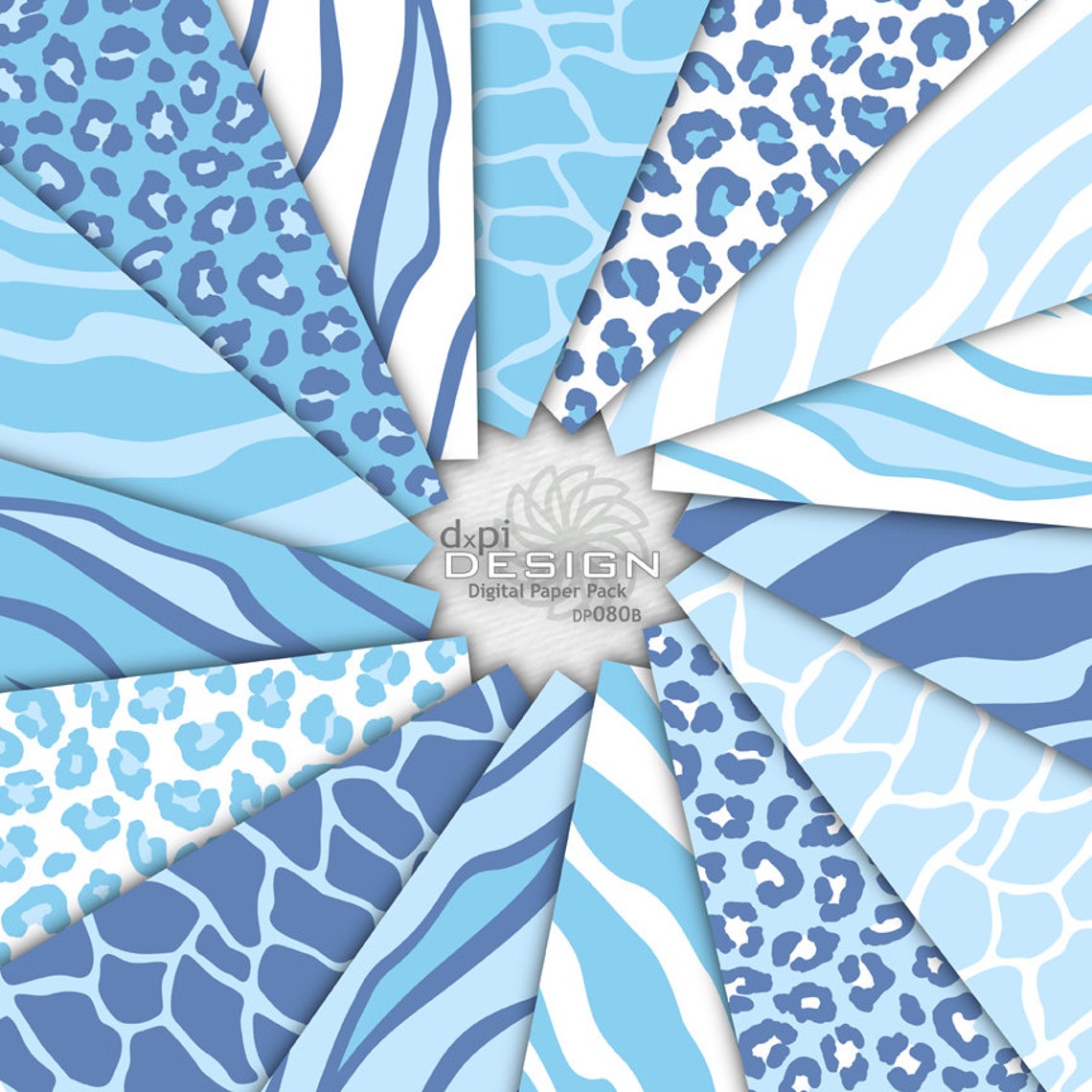 Light Blue Animal Prints - Digital Paper and Background Images ...